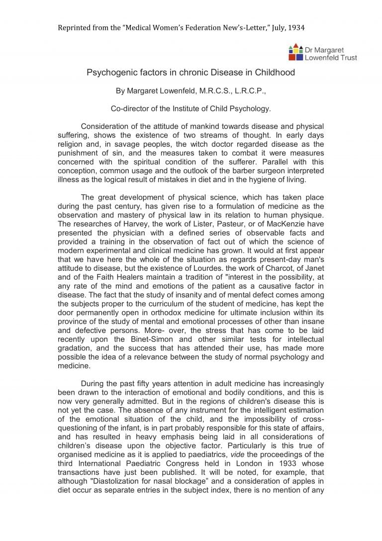 The Dr Margaret Lowenfeld Trust - Child psychotherapy