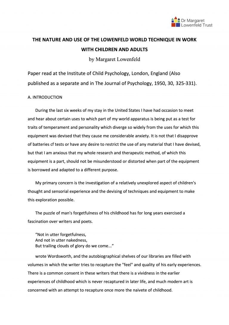The Dr Margaret Lowenfeld Trust - Child psychotherapy