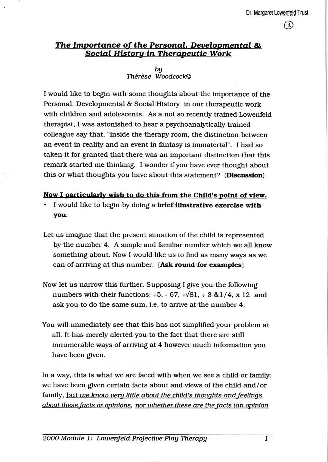 The Dr Margaret Lowenfeld Trust - Child psychotherapy